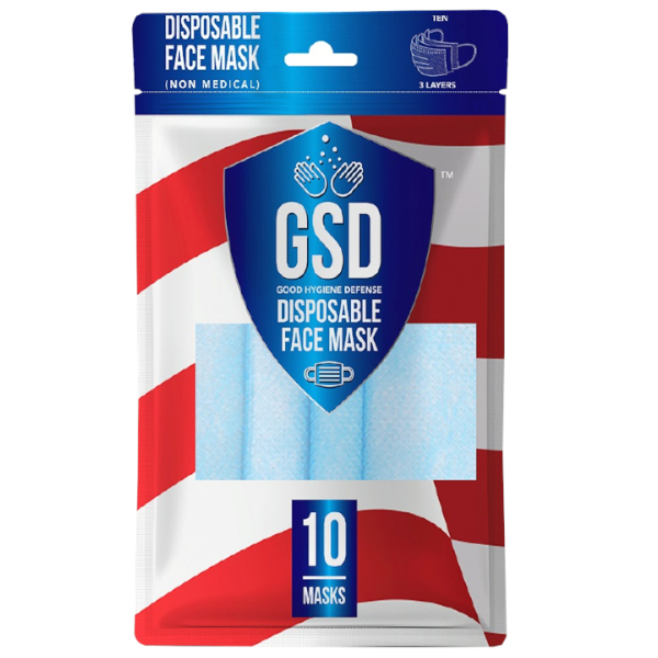 High Quality GSD Disposable Face Masks - Pack of 10